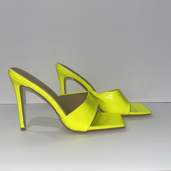 EGO | Shoes | Ego Mule Heels Neon Yellow | Poshmark